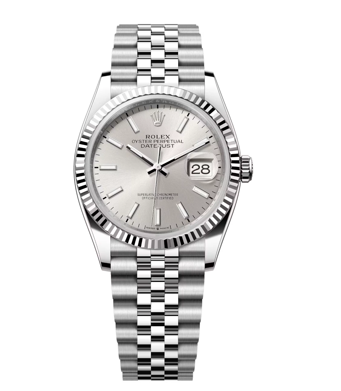 Rolex Datejust 36 Oyster Perpetual Oystersteel and white gold silver ...