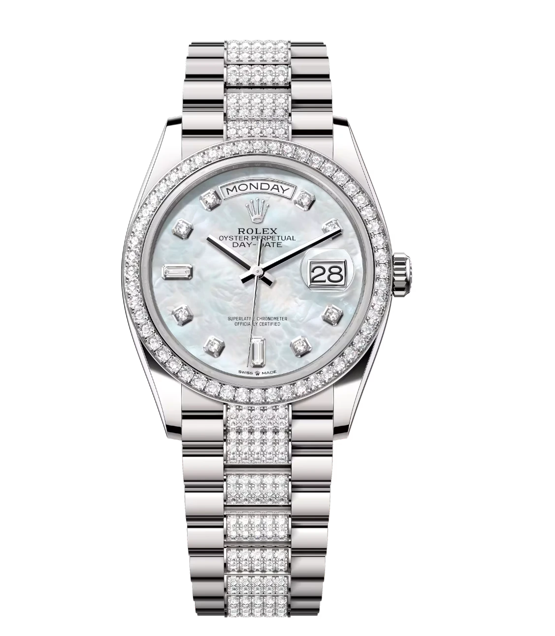 Rolex Day-Date 36 Oyster Perpetual 18 ct white gold white mother-of ...