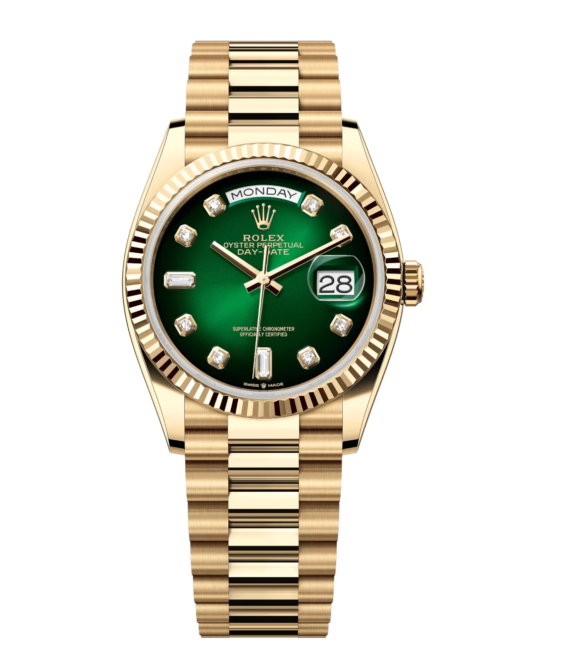 Rolex Day-Date 36 Oyster Perpetual 18 ct yellow gold green ombré ...