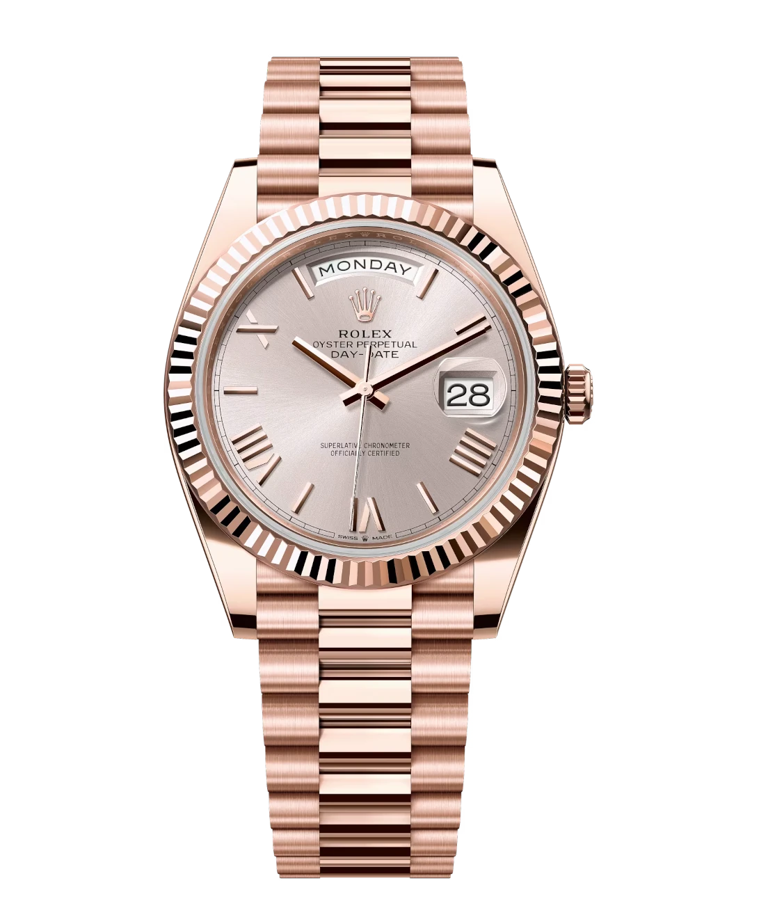 Rolex Day-Date 40 Oyster Perpetual 18 ct Everose gold Sundust dial ...